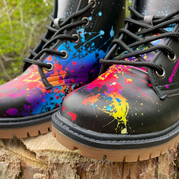 Colourful Paint Splatter Vegan Friendly Unisex Boots